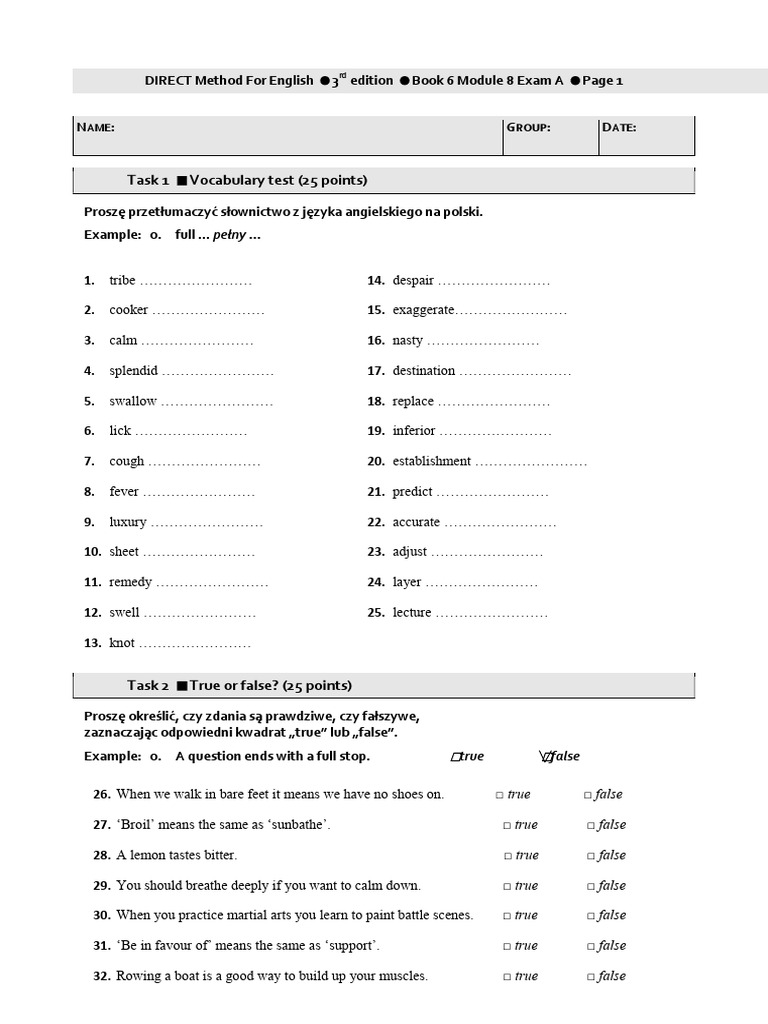 English Exam Vocabulary and Grammar | PDF