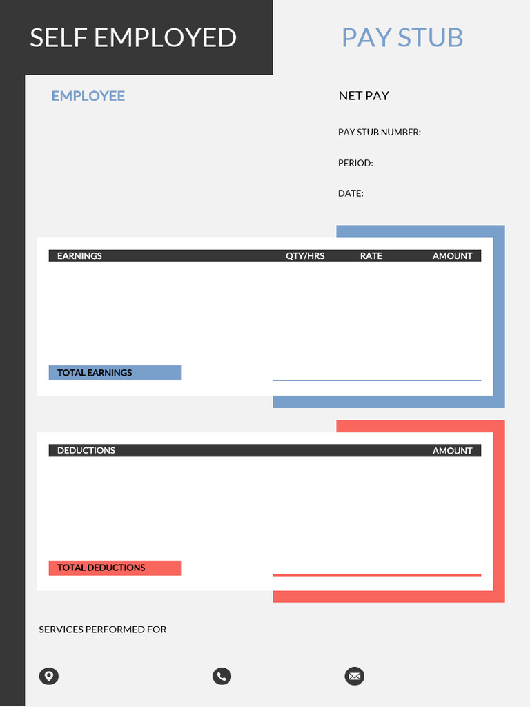 Self Employed Pay Stub Template | PDF
