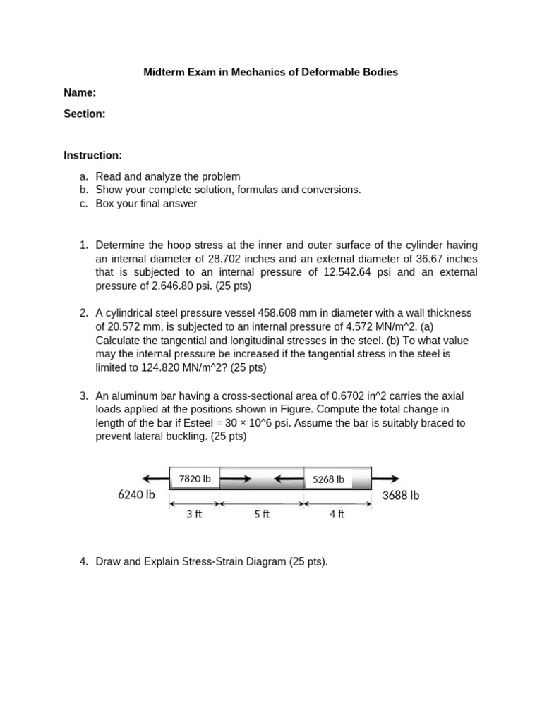 Midterm-Exam-in-MDB | PDF | Stress (Mechanics) | Solid Mechanics