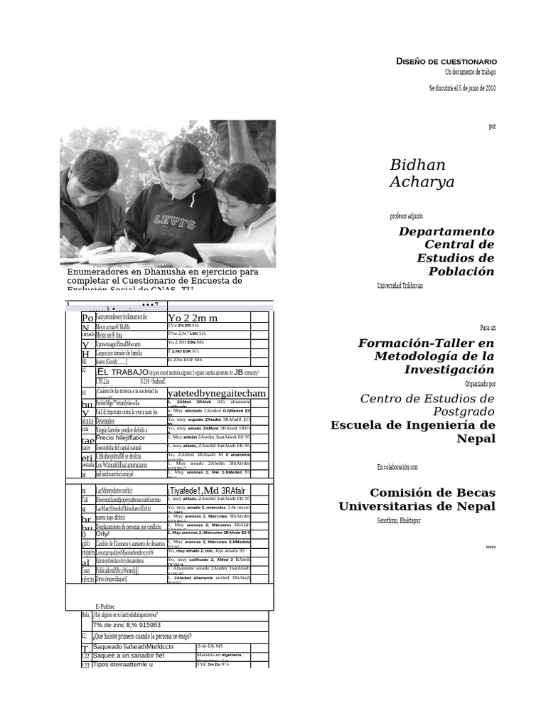 6.4 Diseño Del Cuestionario - Acharya Bidhan PDF | PDF | Cuestionario | Investigación cuantitativa