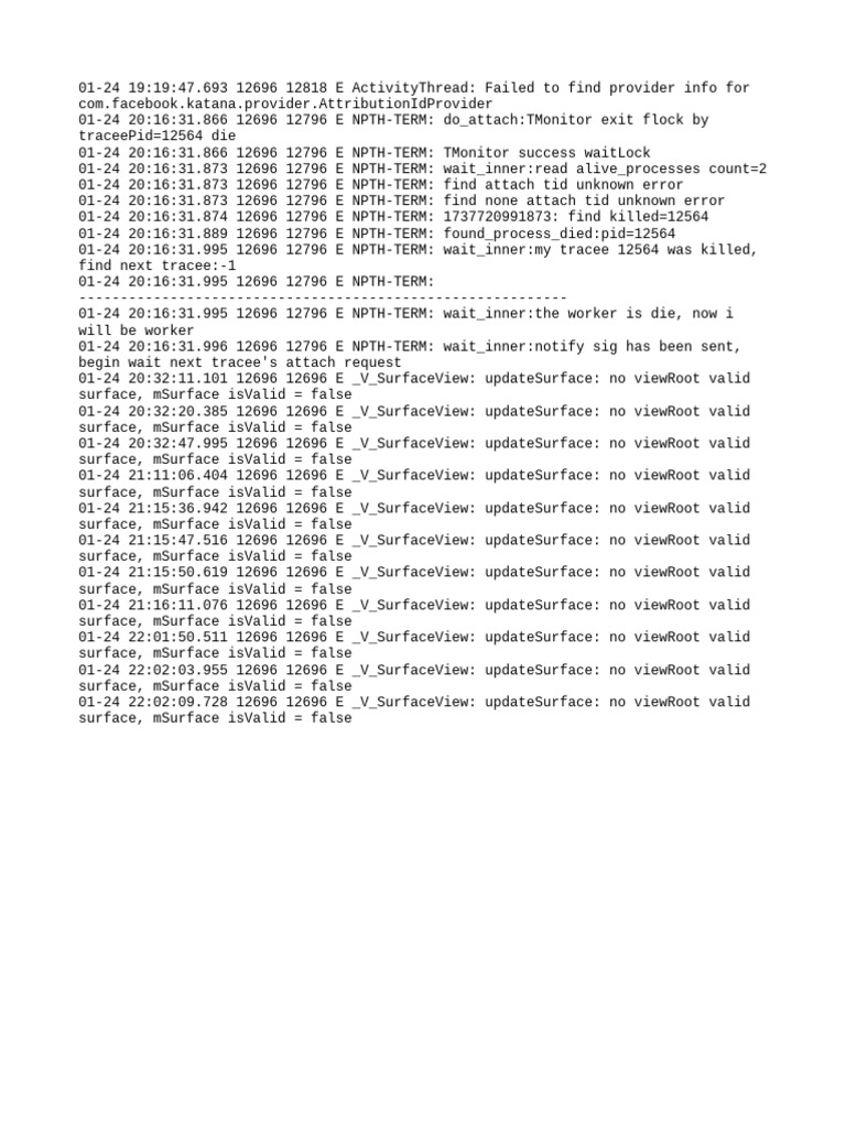 Android SurfaceView Errors Log | PDF