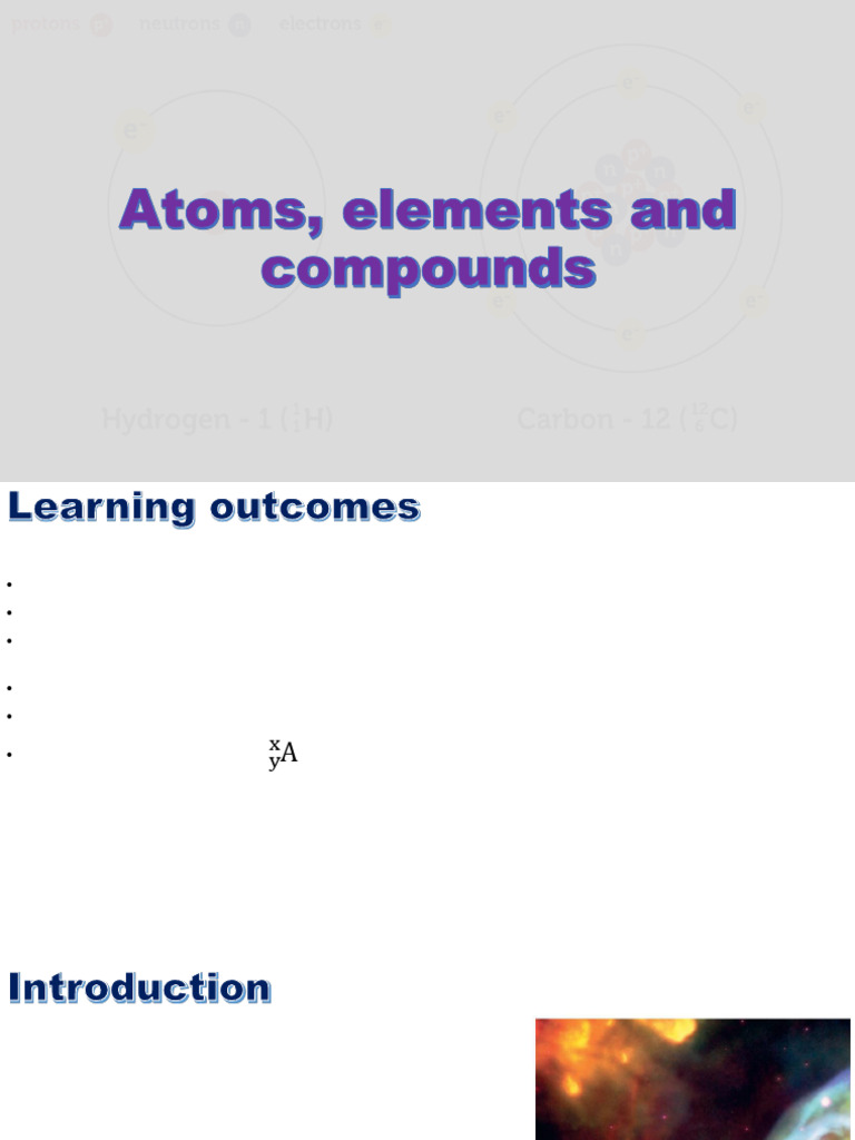 Atoms, Elements and Compounds | PDF | Atomic Nucleus | Atoms