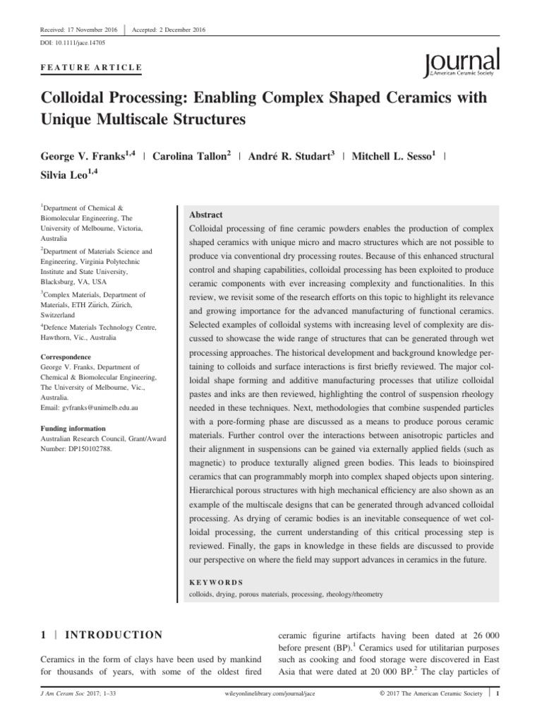 Franks2017 Colloidal Processing Enabling Complex Shaped Ceramics With ...