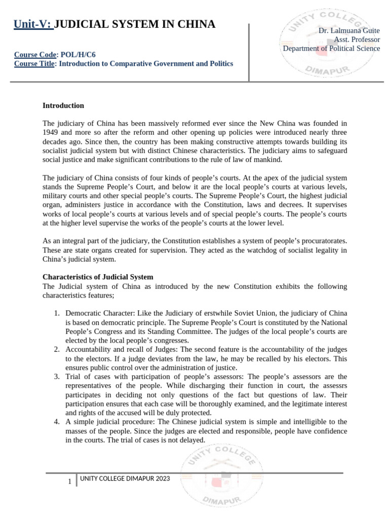 Judicial System of China | PDF | Judiciaries | Forms Of Government