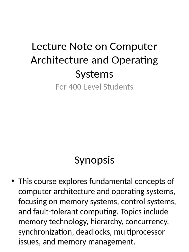 Computer Architecture and OS Lecture | PDF