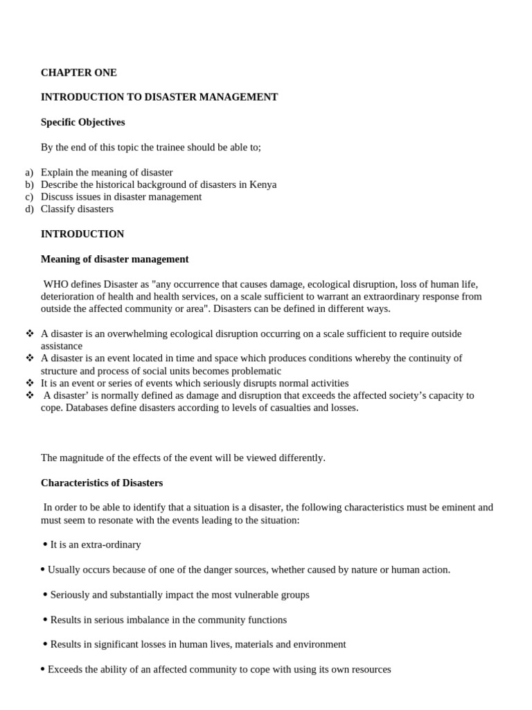 Disaster Management Notes 1 | PDF | Cost Of Living | Emergency Management