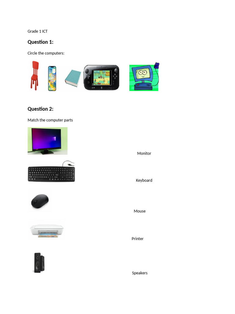 Grade 1 Ict Woksheet Pdf