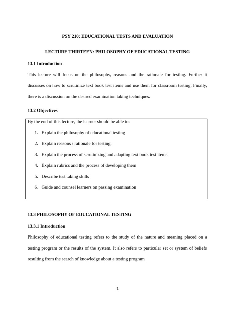 Philosophy of Educational Testing Guide | PDF | Educational Assessment ...