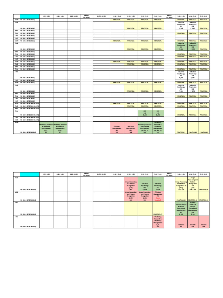Routine Spring 2025 - BTech Y4-1 | PDF
