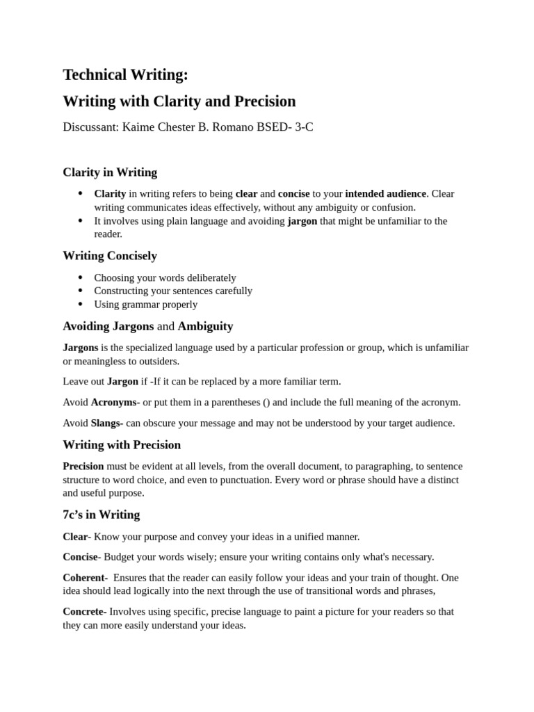 Writing With Clarity & Precision | PDF