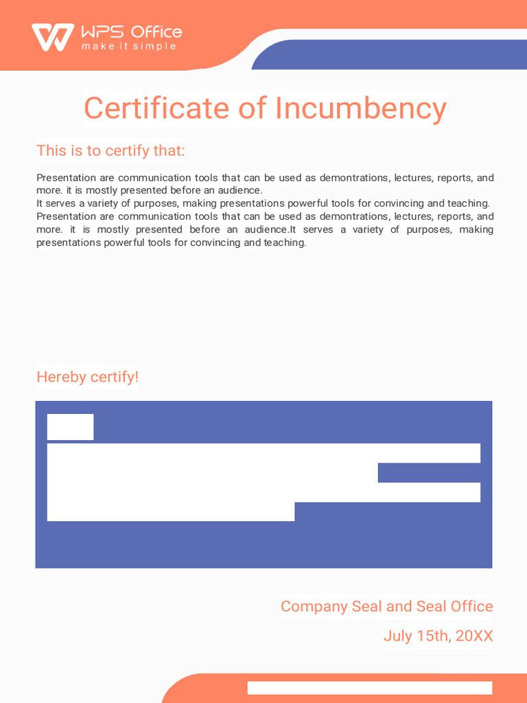 Certificate of Incumbency | PDF