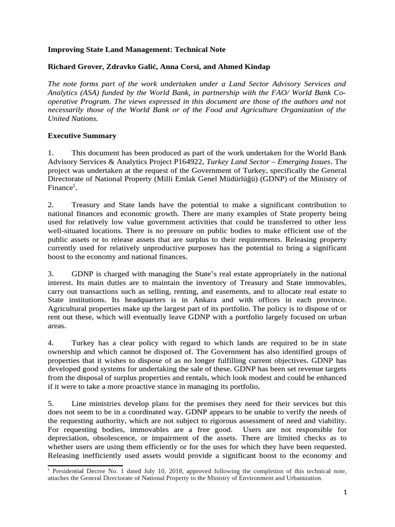 State Land Management Technical Note | PDF | Property | Taxes