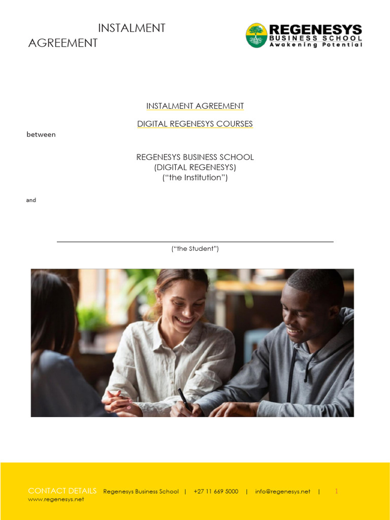 Digital Regenesys Instalment Agreement 07052024 | PDF | Indemnity | Common Law