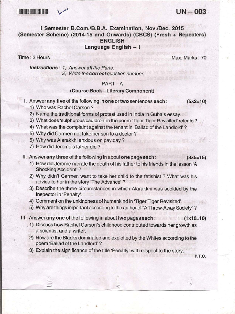 Bcom 1sem English | PDF