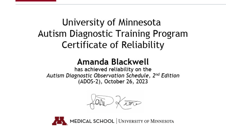 ADOS Reliability Certificate Blackwell | PDF