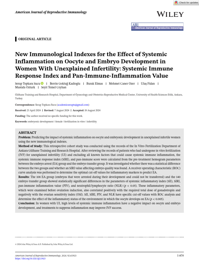 Immunological Impact on IVF in Infertility | PDF | In Vitro ...