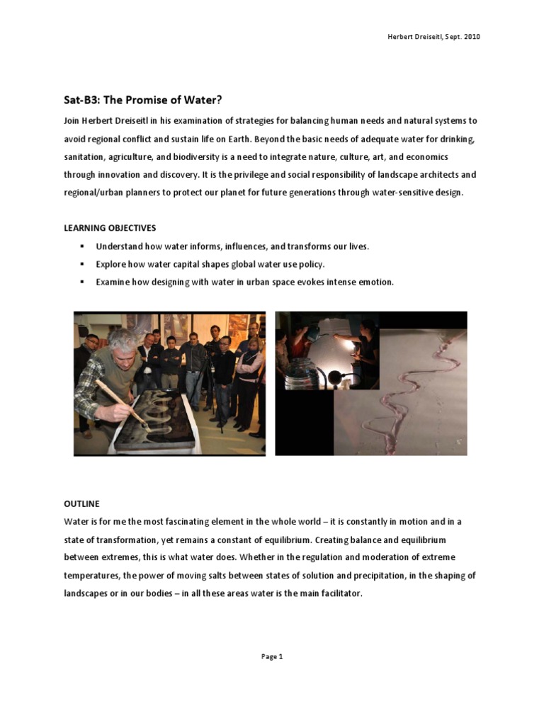 Sat B3: The Promise of Water?: Learning Objectives | PDF ...