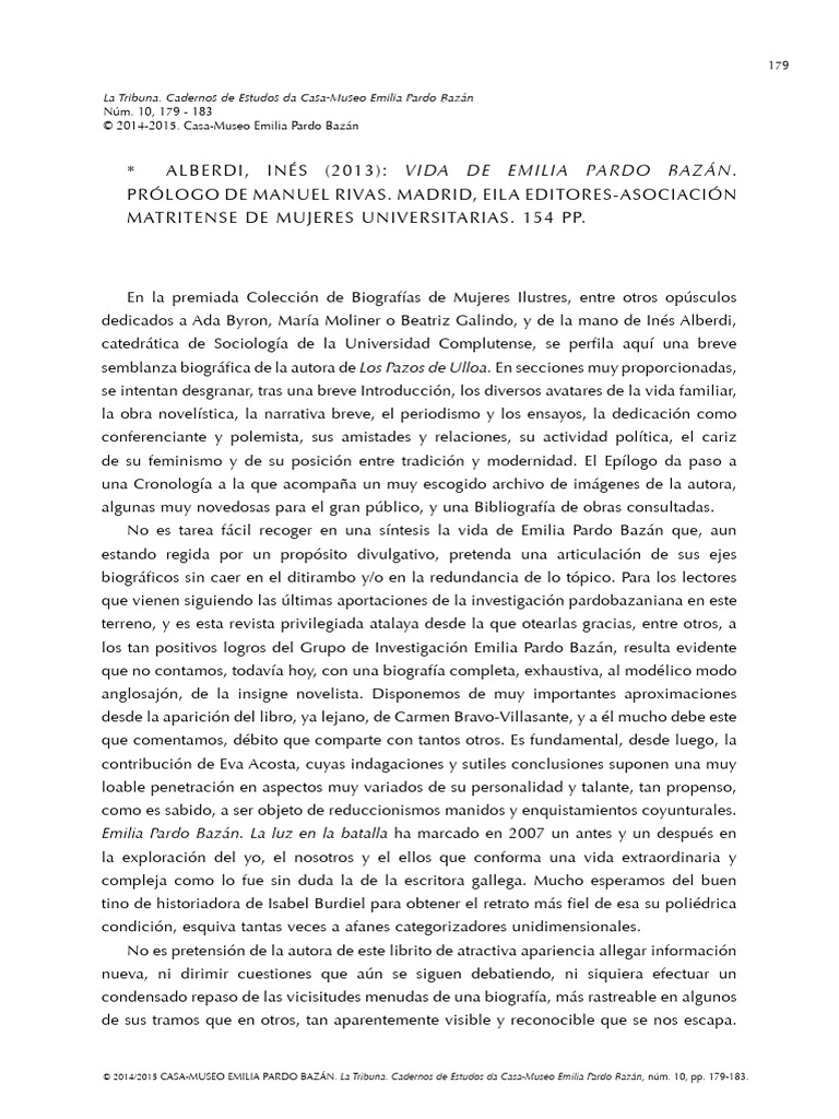 Biografía de Emilia Pardo Bazán | PDF