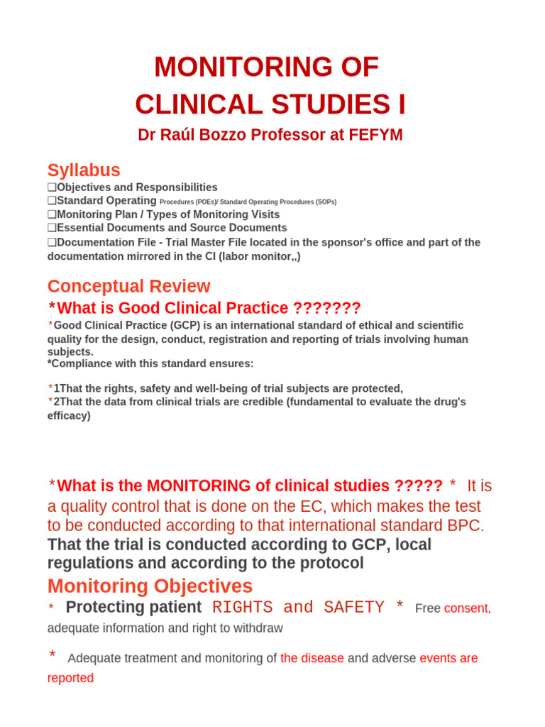 Monitoring objectives | PDF | Clinical Trial | Medicine