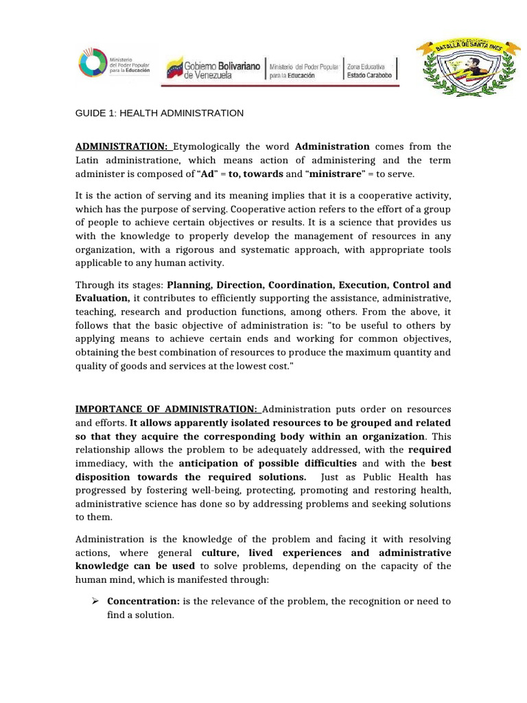 Guide No. 1 Health Administration | PDF | Health Care | Science