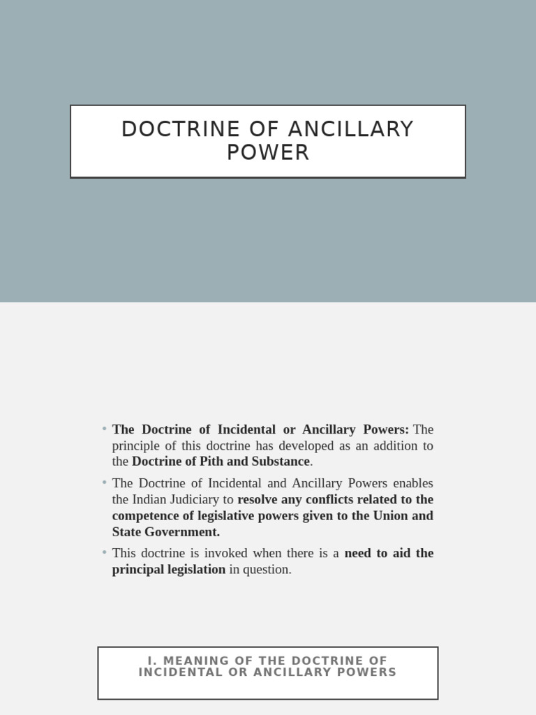 Doctrine of Ancillary Power | PDF | Public Law | Legal Documents