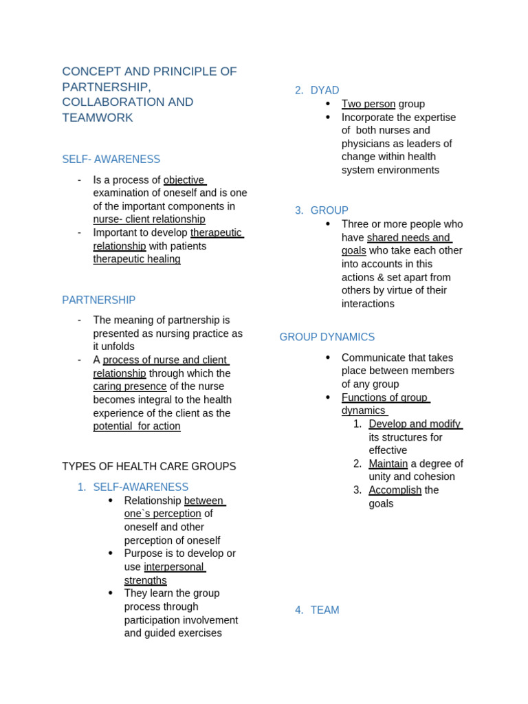 Concept and Principle of Partnership and Evidence Based Practice | PDF