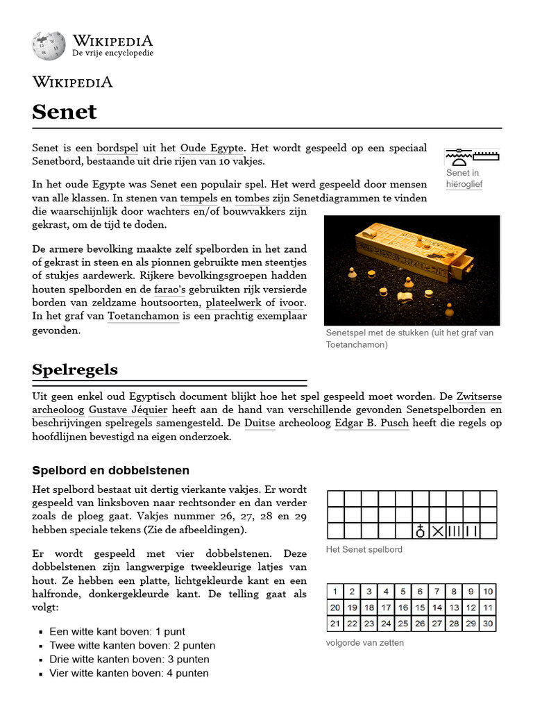 Senet - Wikipedia | PDF