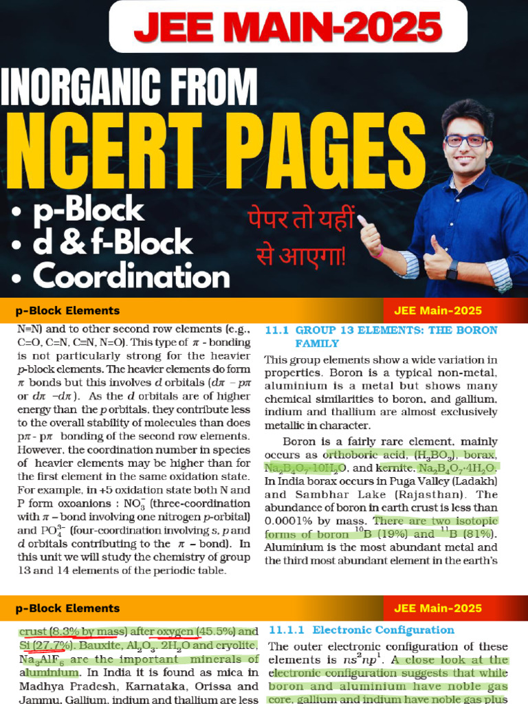 JEE Main 2025: p-Block & Coordination Compounds | PDF | Chemical ...