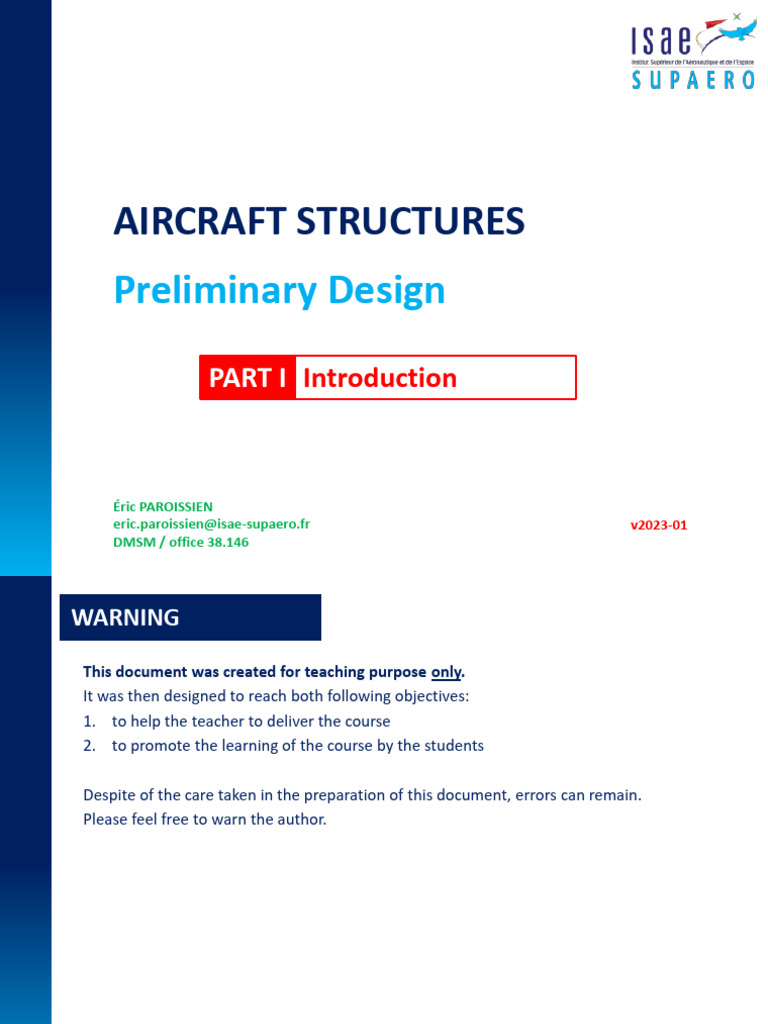 Aircraft-Structures Preliminary-Design PART-I (v2023-01 Light) | PDF ...