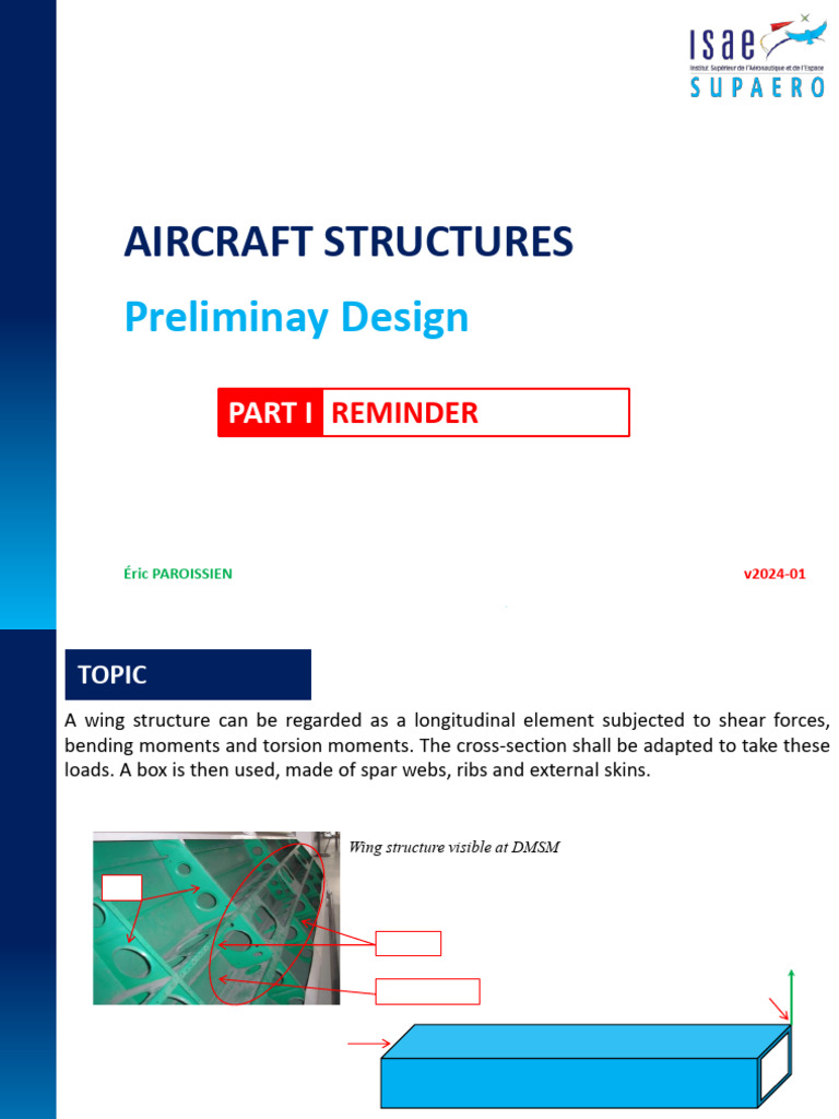 Aircraft-Structures Preliminary-Design PART-I REMINDER Wing Box (v2025 ...