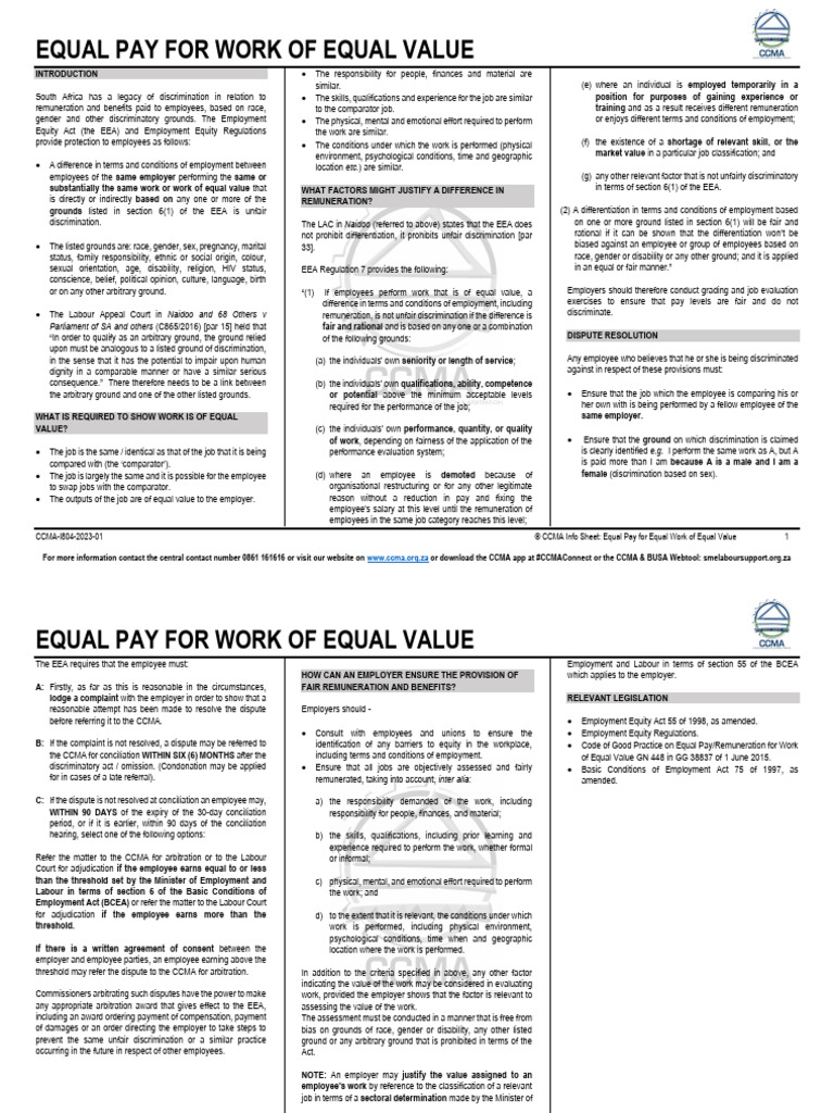 Equal Pay for Equal Work Guidelines | PDF | Employment | Discrimination