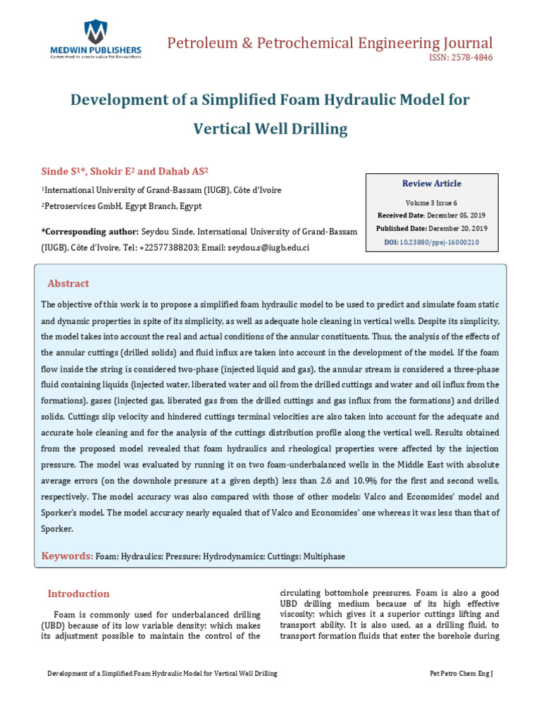 Development of A Simplified Foam Hydraulic Model For Vertical Well Drilling | PDF | Fluid ...