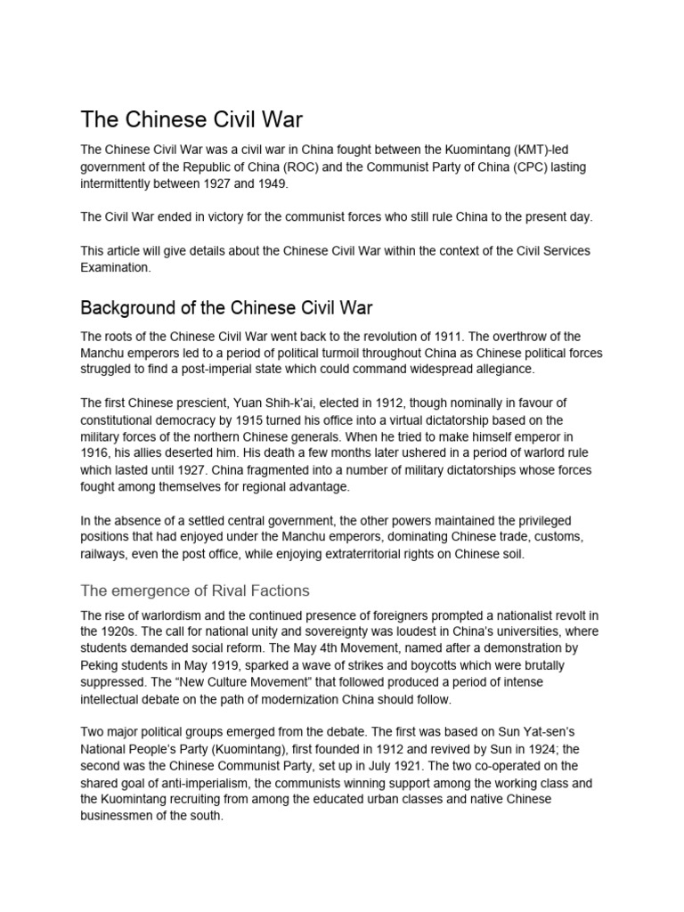 Chinese Civil War | PDF | Chinese Civil War | Chiang Kai Shek