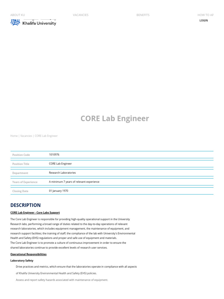 Core Lab Eng - Khalifa University | PDF | Laboratories | Safety