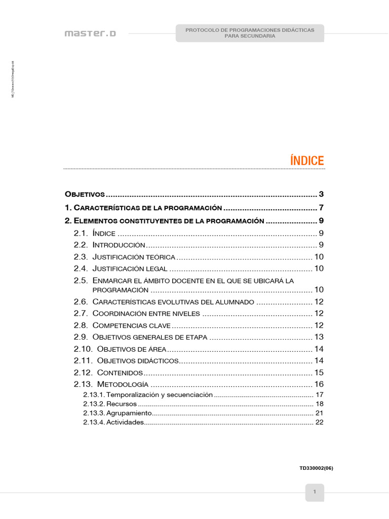 Protocolo Programaciones Didacticas Masterd | PDF | Plan de estudios | Evaluación
