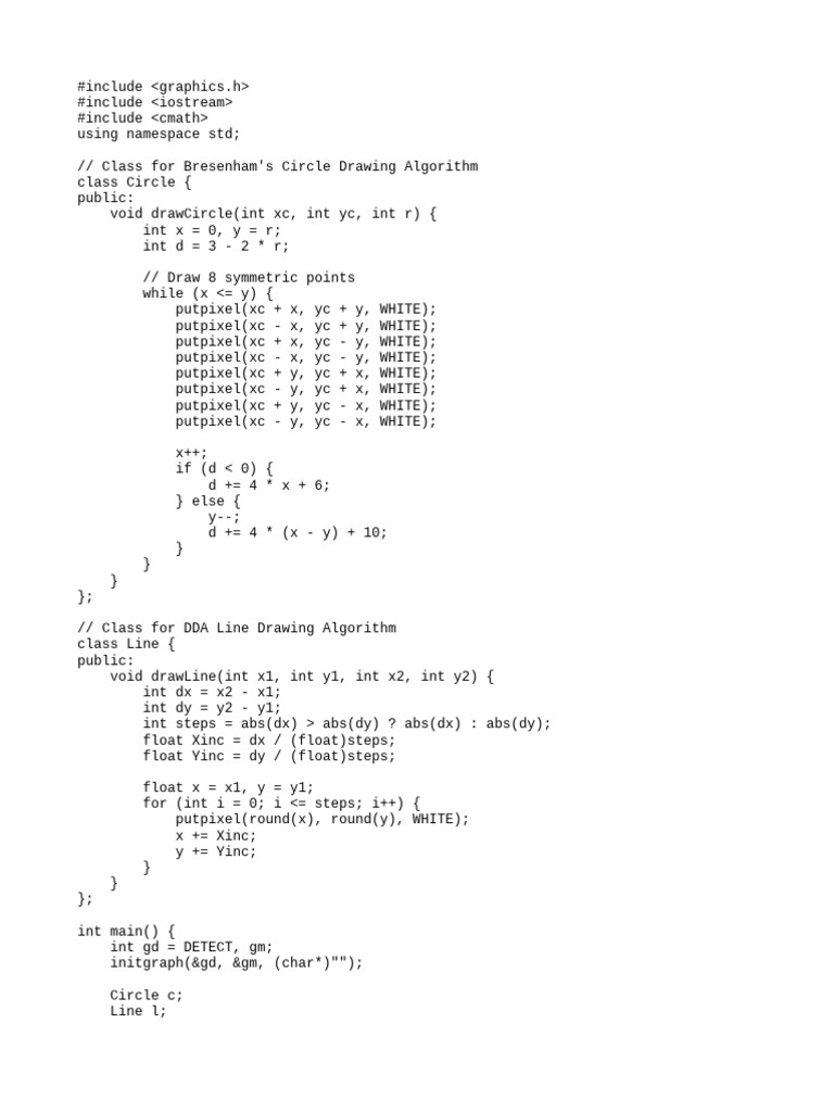 01 Write C Program To Draw The Following Pattern Use Dda Line And