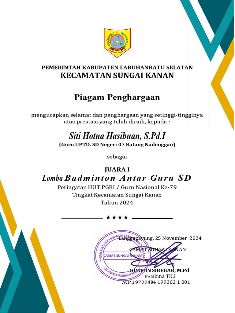 PIAGAM PENGHARGAAN BADMINTON-cropped | PDF