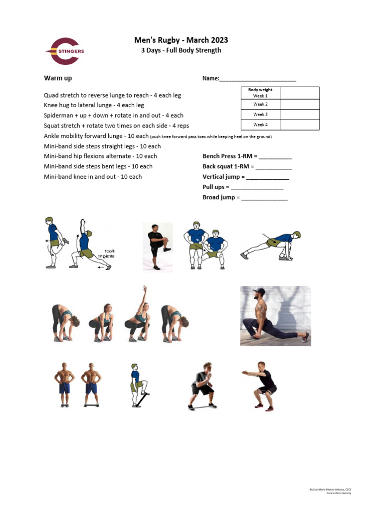 Men's Rugby Strength Training Plan | PDF | Anatomical Terms Of Motion ...