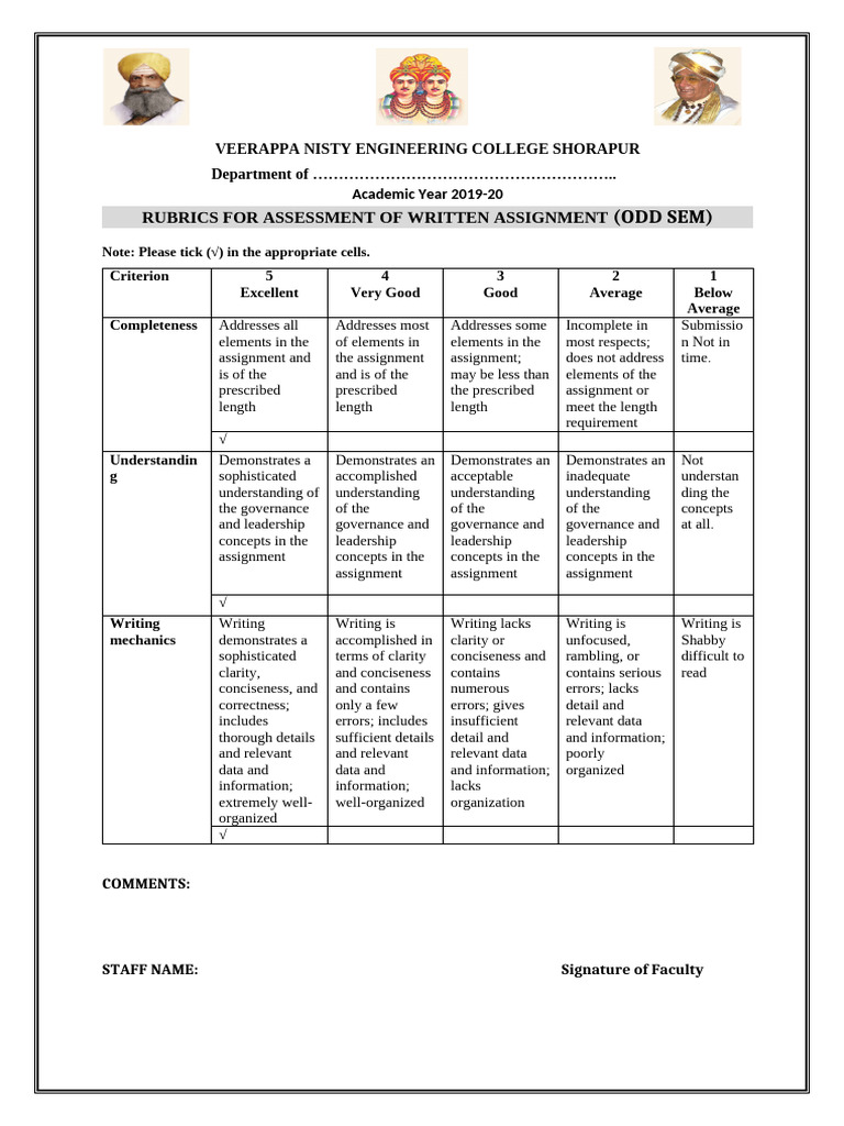 Written Assignment Assessment Rubric | PDF