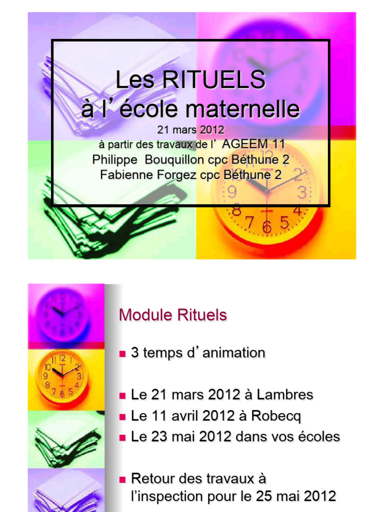 Rituels à l'École Maternelle | PDF | Apprentissage | Pédagogie