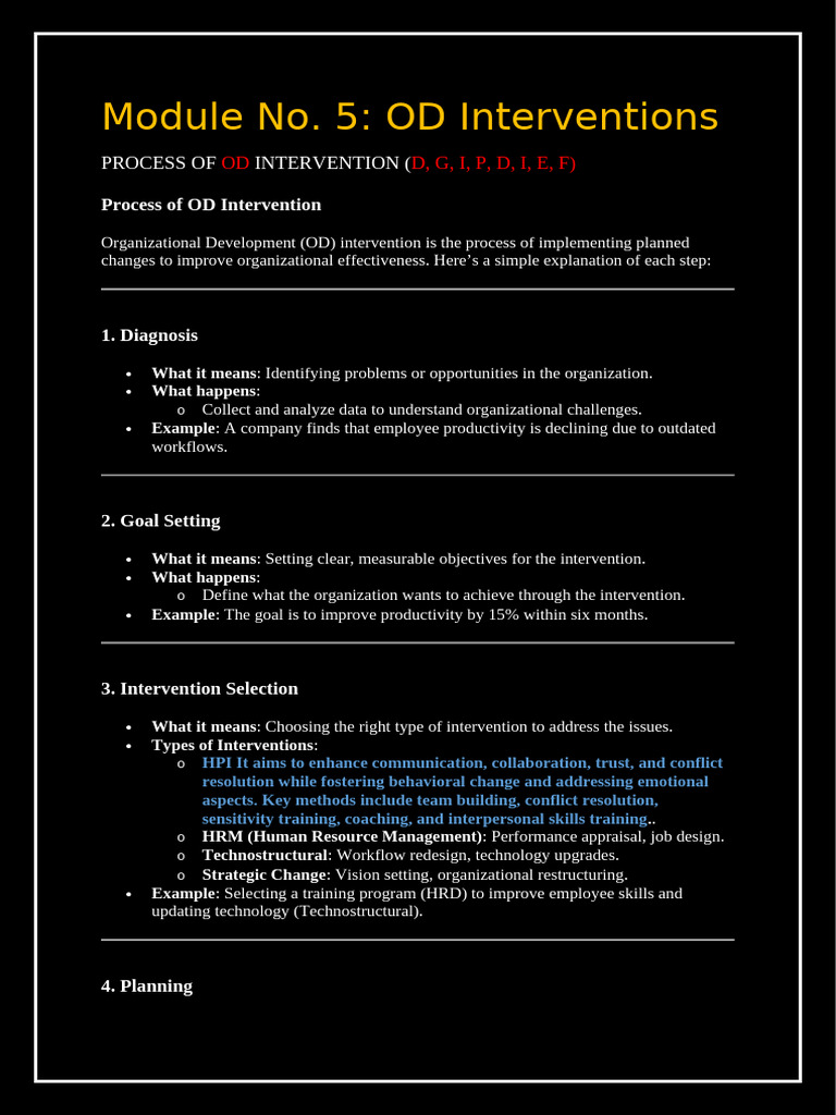 OD Interventions Guide for Leaders | PDF | Team Building | Human ...