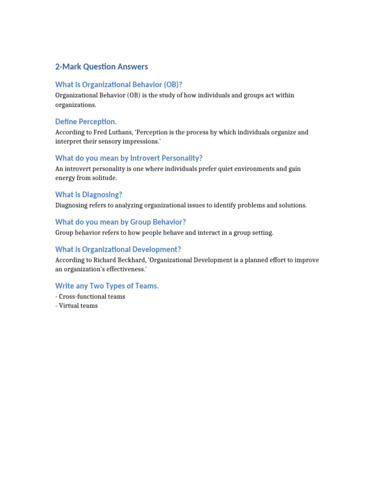 Updated 2 Mark Question Answers | PDF