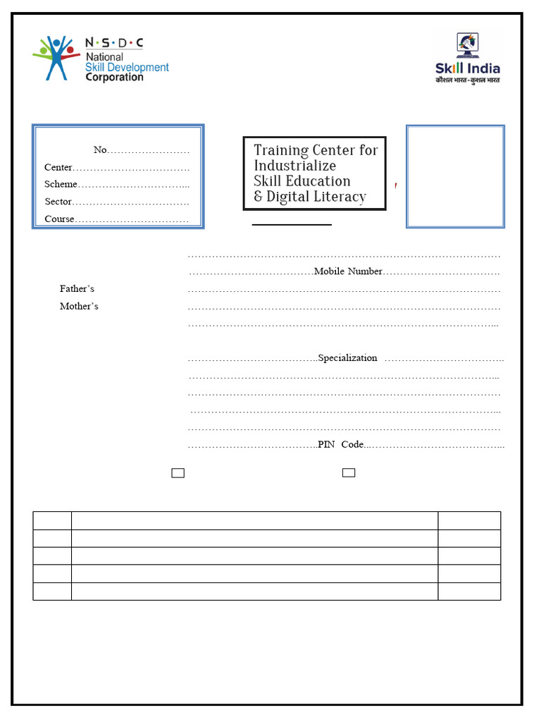 NSDC Student Registration Form | PDF