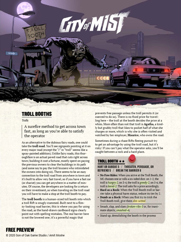 City of Mist Troll Booths | PDF