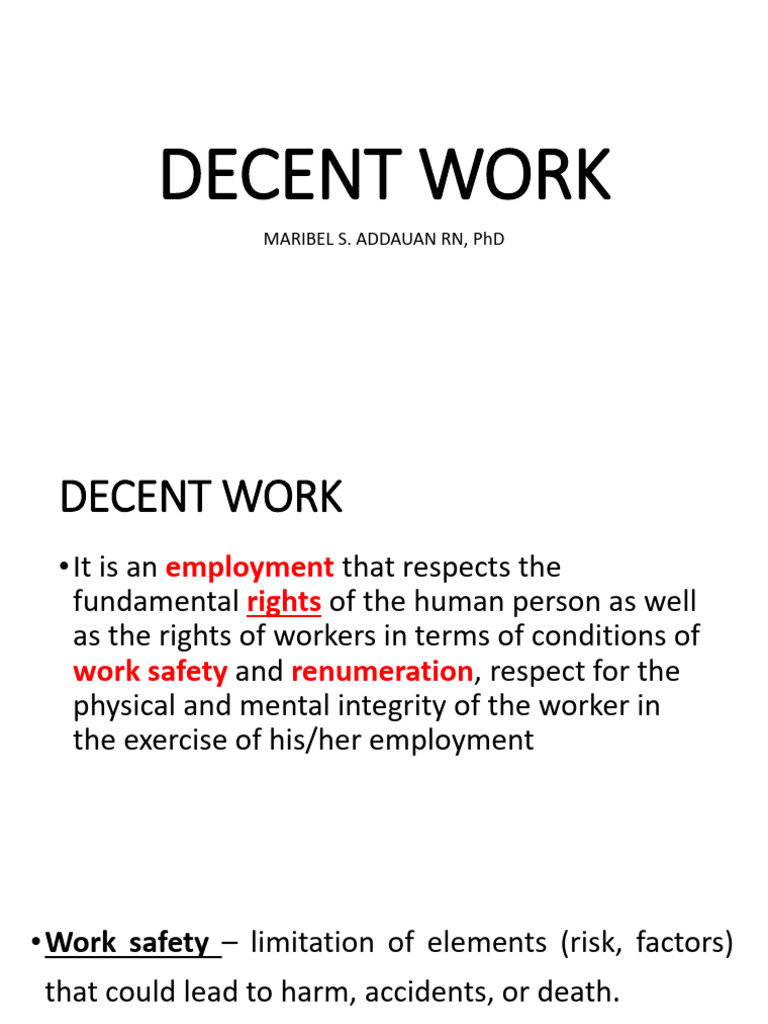 Decent Work | PDF | Cost Of Living | Employment