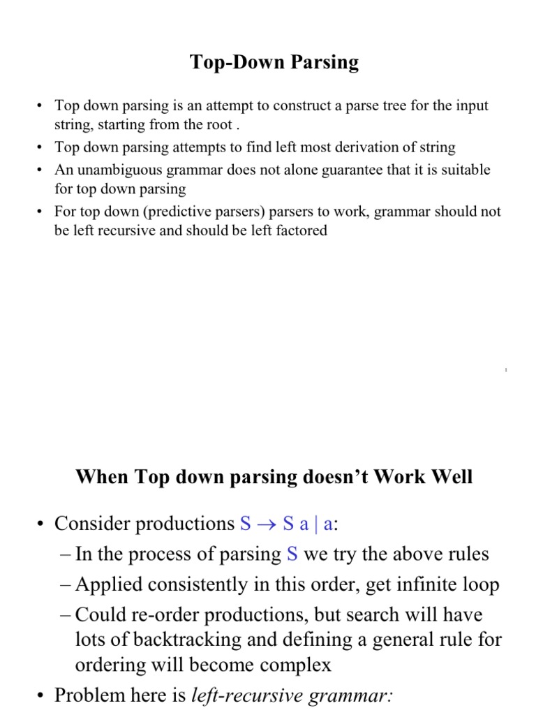 Top Down Parsing | PDF | Parsing | Software Engineering