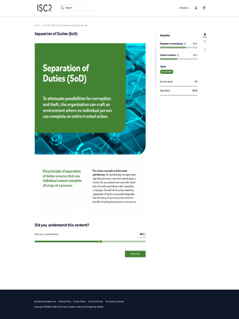 Domain 3 Security Architecture and Engineering - Separation of Duties ...