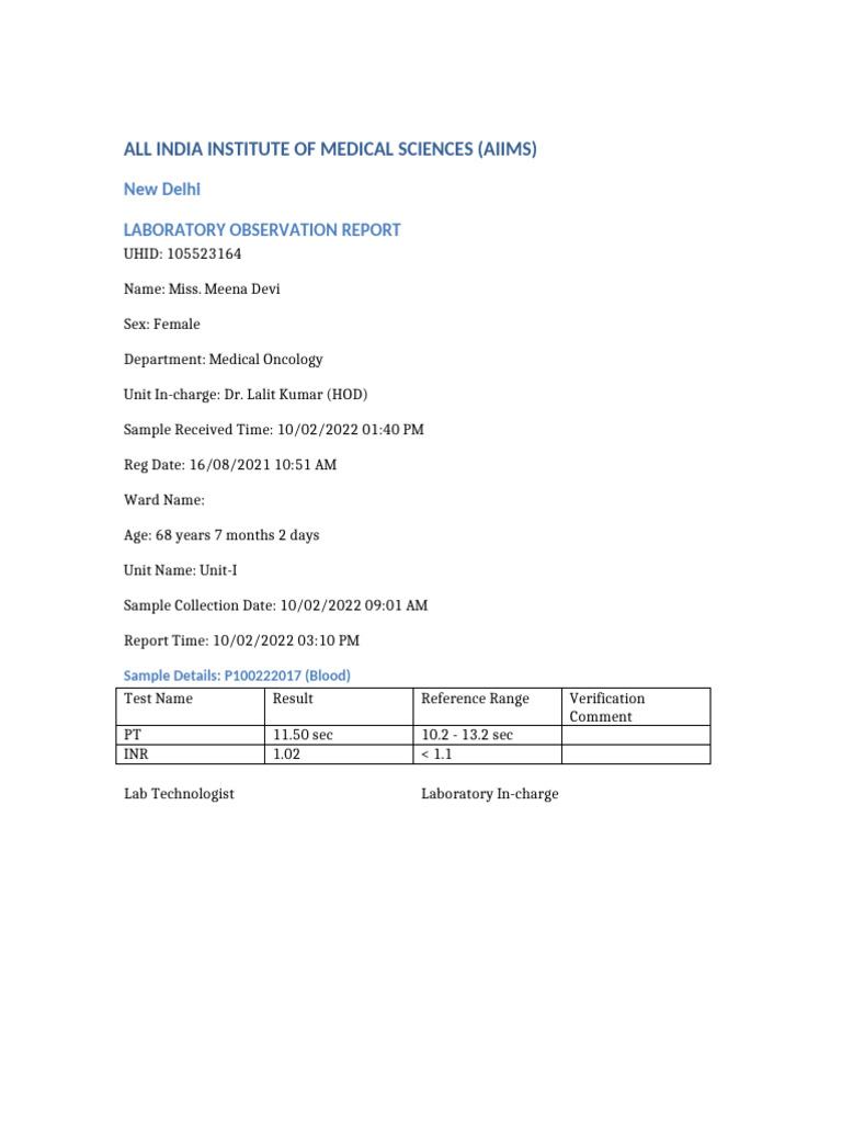 Laboratory Observation Report | PDF