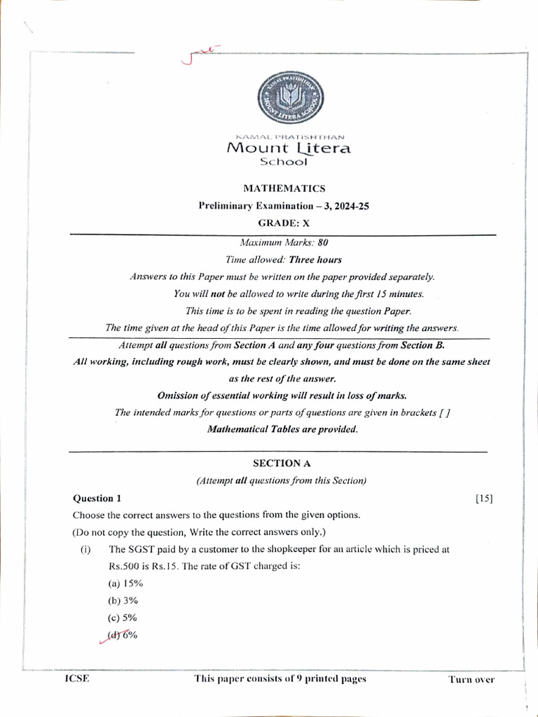 Mathematics Prelim 3 QP MLSW | PDF | Dividend