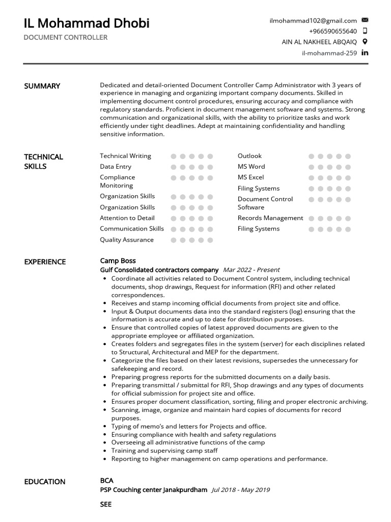 Document Controller 1 Pdf Regulatory Compliance Records Management
